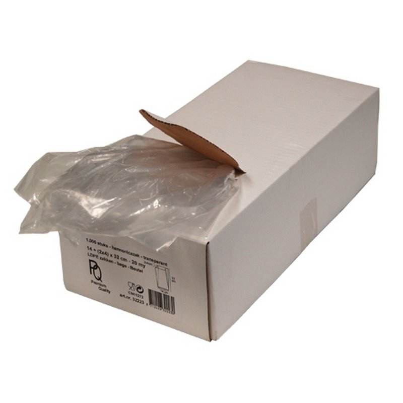 Poly-zakken met zijvouw LDPE 14x4x38cm 20my - Horecavoordeel.com