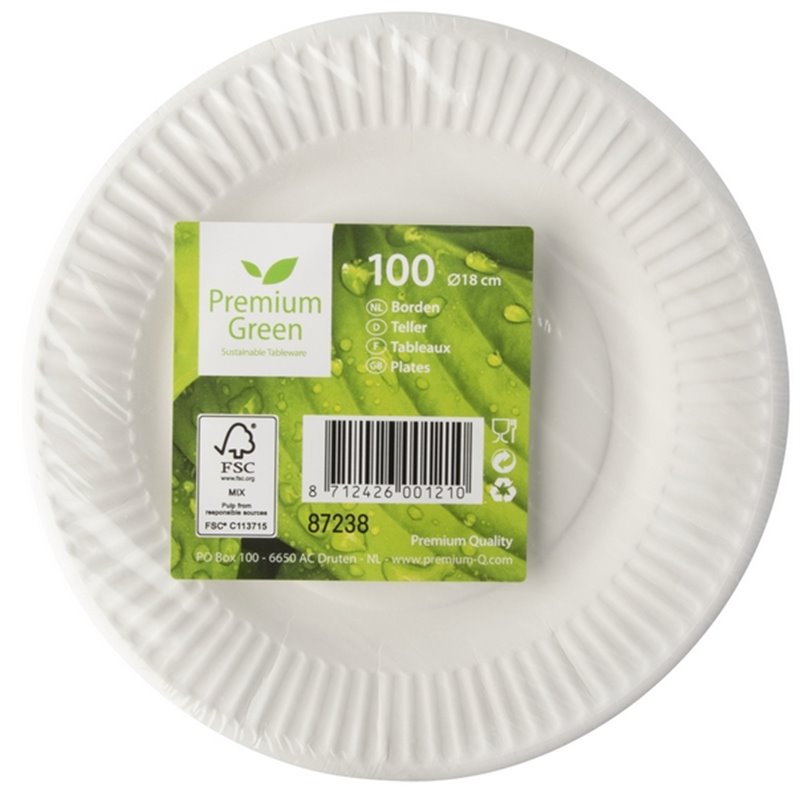 White Round Cardboard Plates Ø 18cm - Perfect for Catering Events ...
