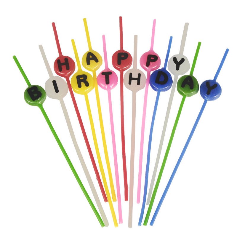 Spaghetti candles Colors Assortment "Happy Birthday" 160mm
