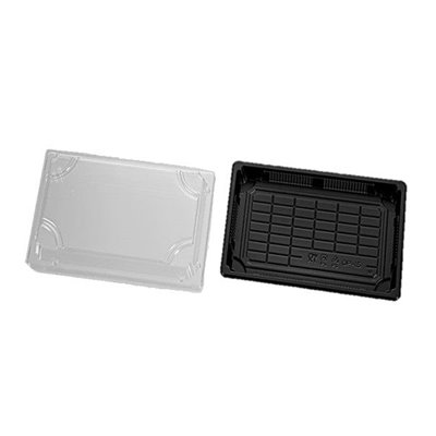 Black PS Sushi Tray with Transparent OPS Lid - 216 x 135mm ...