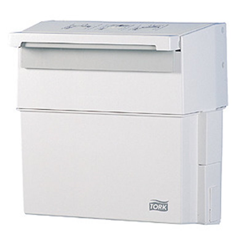 Tork Compact-Box Waste Bin: White Plastic - Horecavoordeel.com