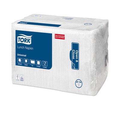 Tork Lunch Napkin Universal 1-ply White 33x33cm ¼-fold -Horecavoordeel.com-